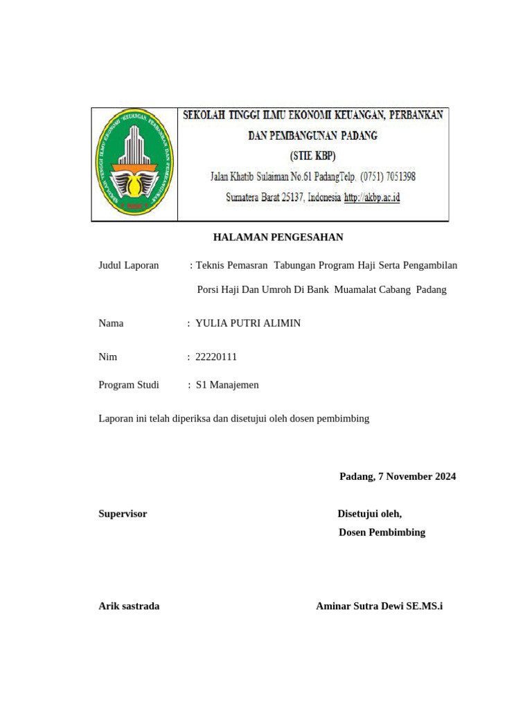 Halaman Pengesahan | PDF