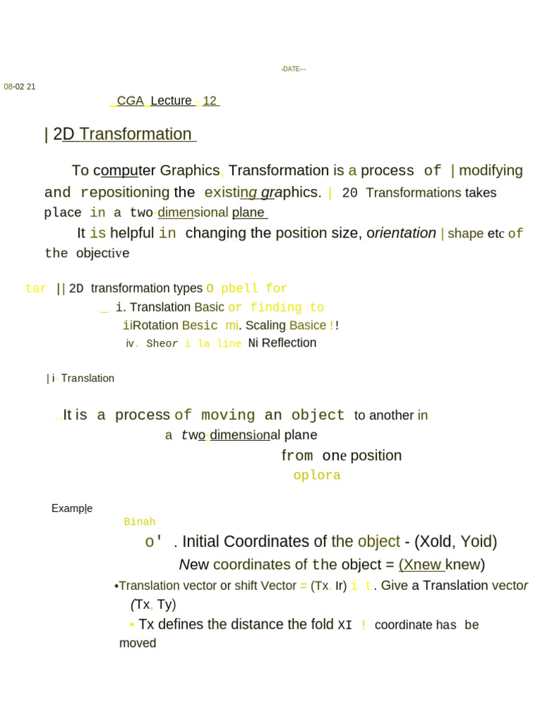 CGA Unit 2 Class Notes | PDF | Cartesian Coordinate System | Mathematics