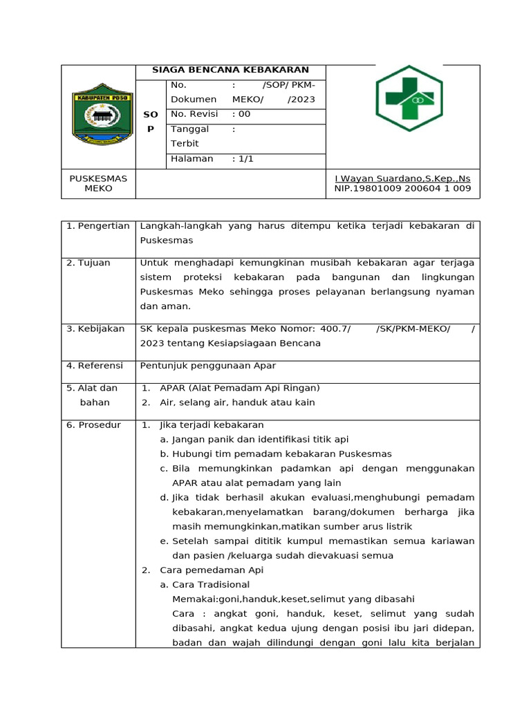 SOP Siaga Bencana | PDF