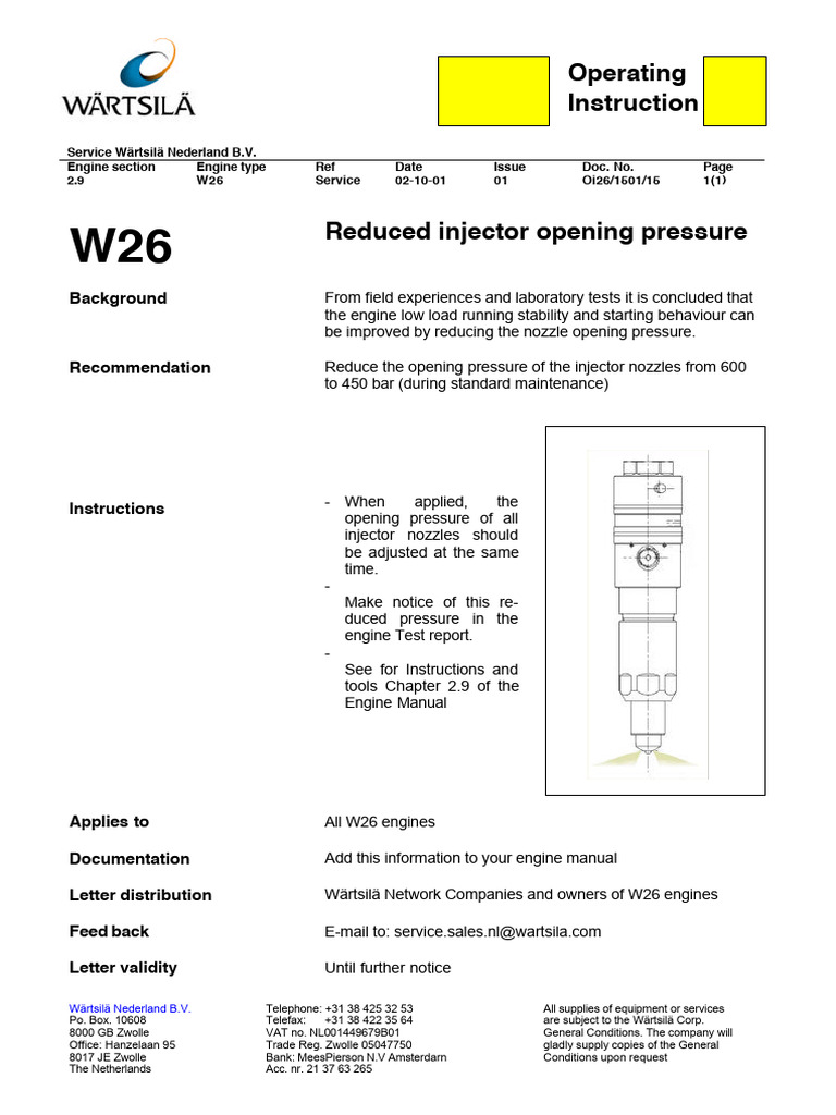 Reduced Nozzle Opening Pressure for W26 | PDF