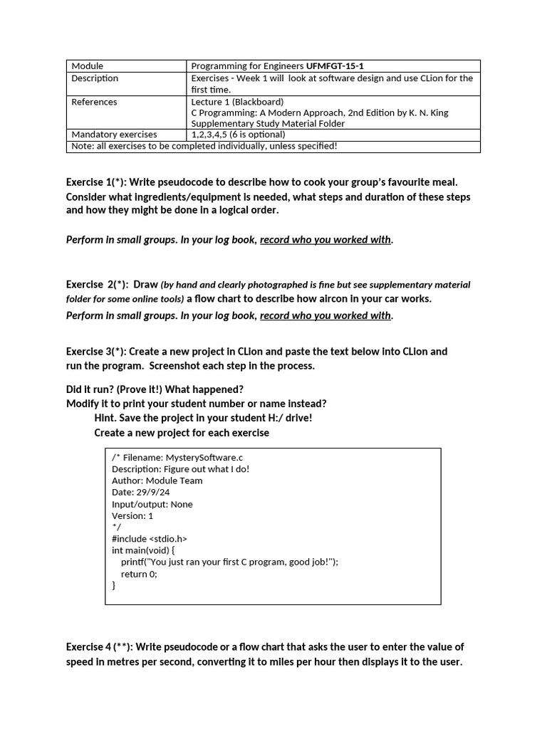 Tutorial Sheet 1 - CLion Software and Design | PDF | Computing | Computer Programming