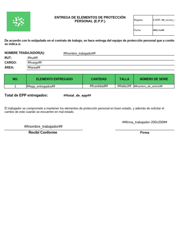 Entrega Epp Reporte | PDF