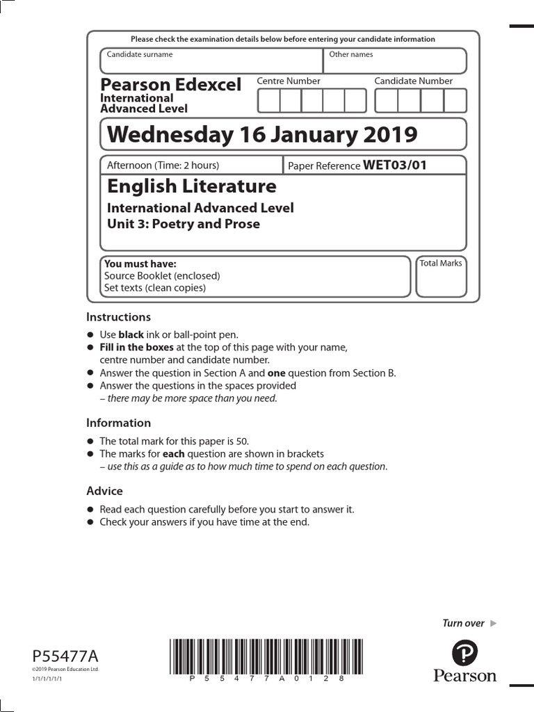 Edexcel A Level English Literature Exam Guide | PDF | Poetry | Writing