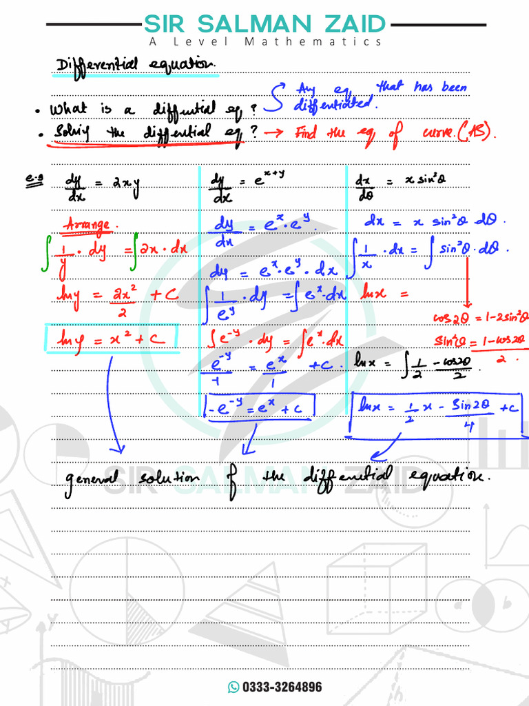 Differential Equations: Problem Solving Guide | PDF | Equations ...