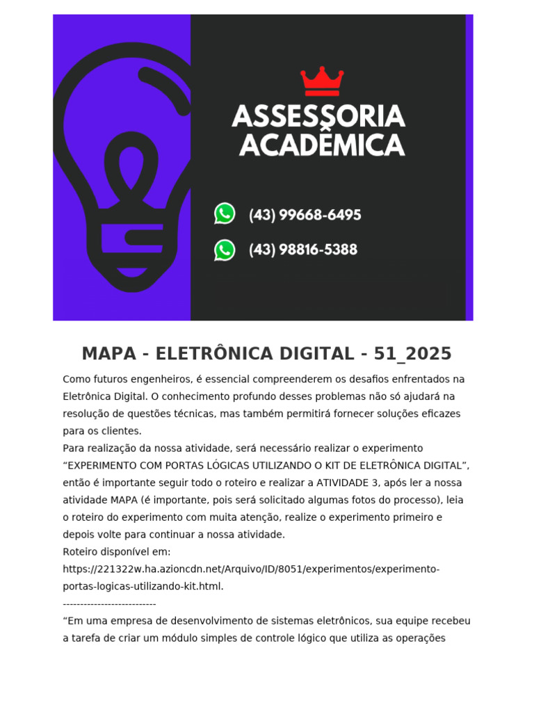 Experimento de Portas Lógicas em Eletrônica | PDF