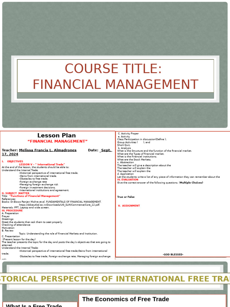 Financial Management Lesson on Trade | PDF | Exchange Rate | Financial Risk