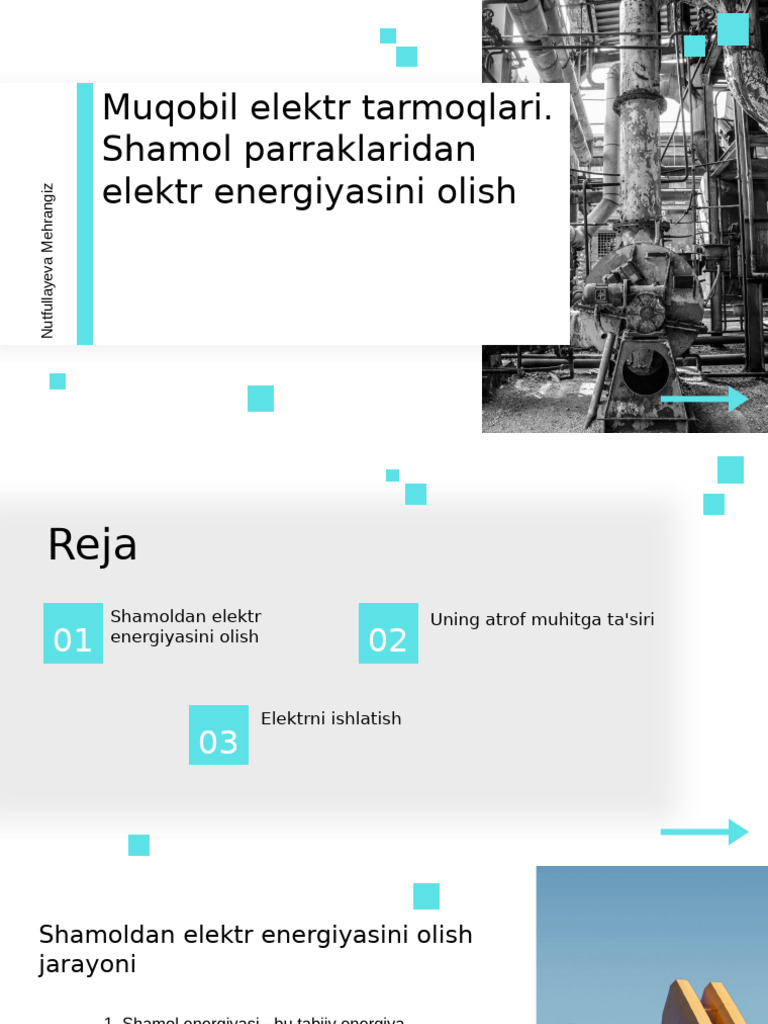Muqobil Elektr Tarmoqlari Shamol Parraklaridan Elektr Energiyas | PDF