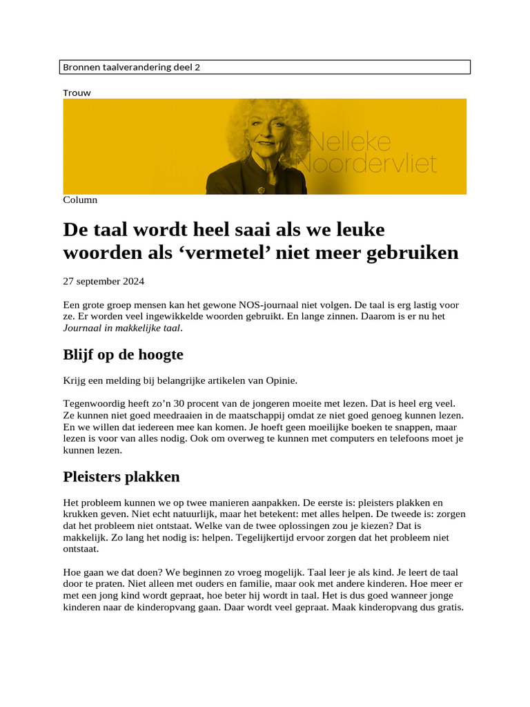 Bronnen Taalverandering Deel 2 | PDF