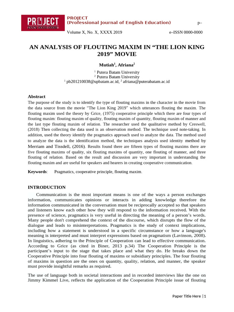 Mutiah Journal Flouting Maxim | PDF | Semiotics | Communication