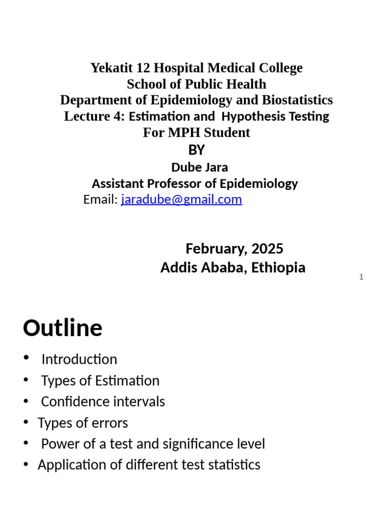 Estimation and Hypothesis Testing Guide | PDF | Confidence Interval ...