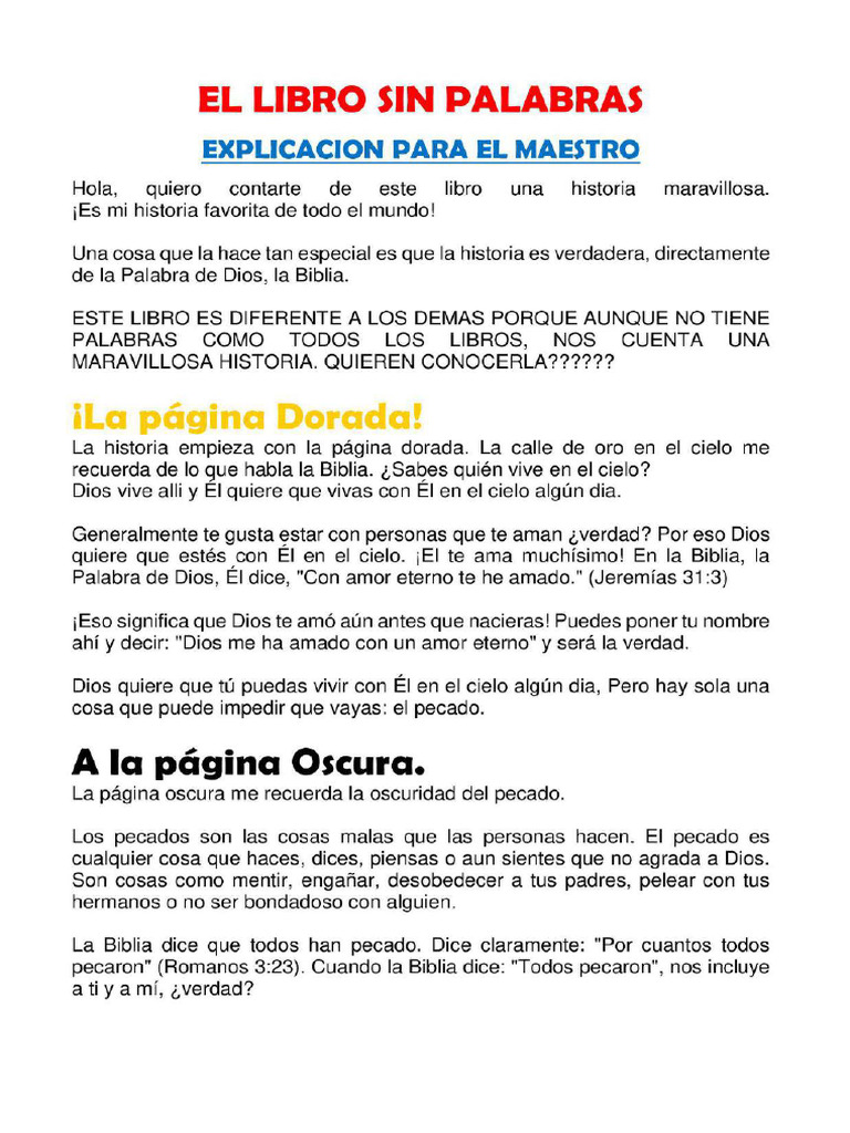 Explicacion de Los 5 Colores de La Salvacion | PDF