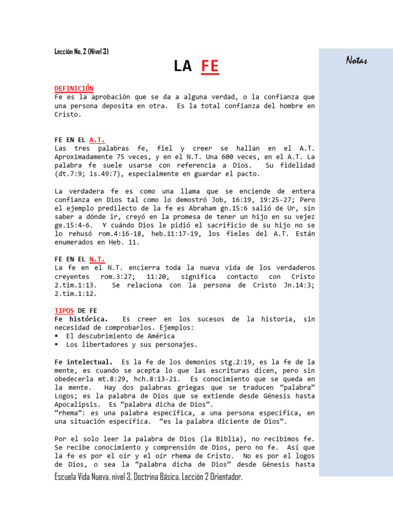 La Fe: Definición y Tipos en la Biblia | PDF | Cristo (título) | Fe