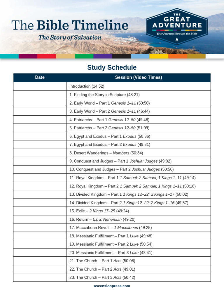 Bible Timeline Bible Study Schedule Ascension | PDF