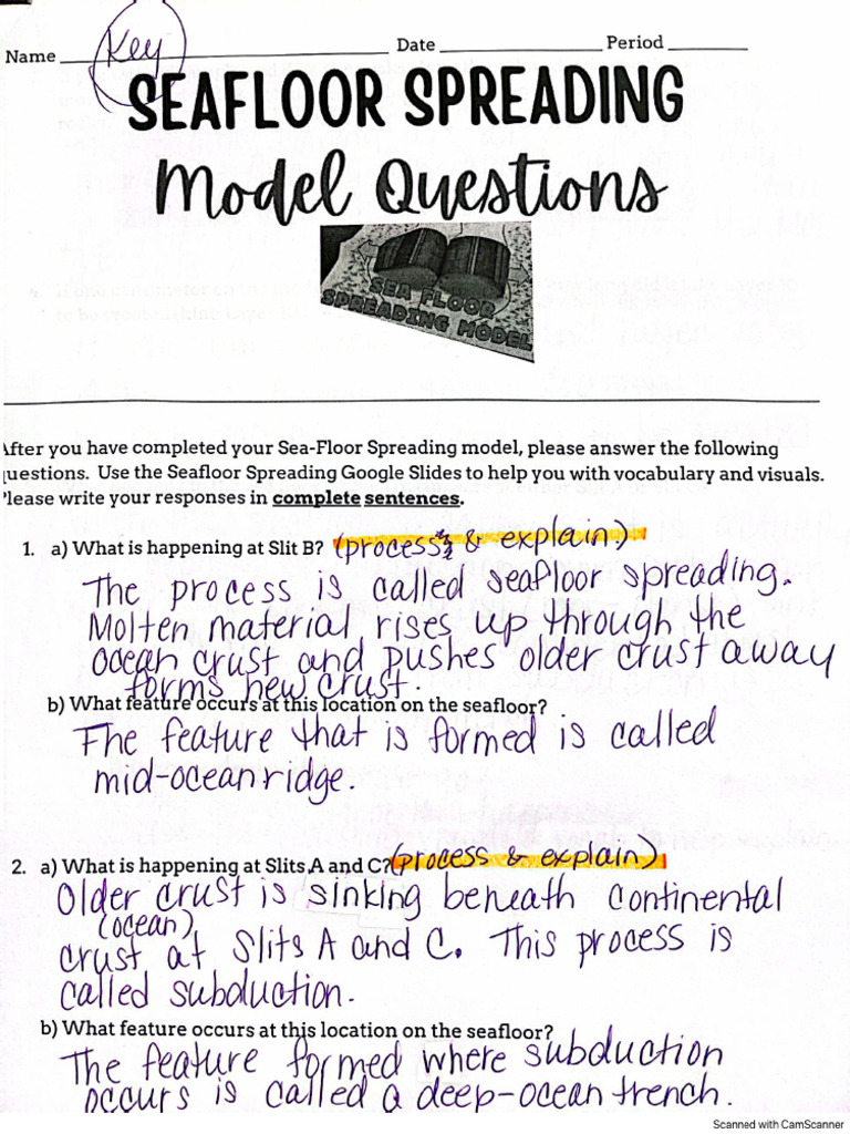 Seafloor Spreading Model Quest KEY | PDF