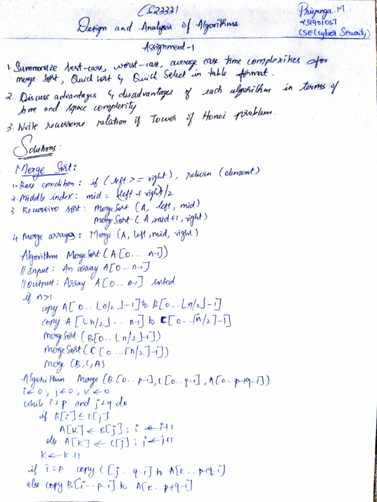 Daa Assignment 1 | PDF