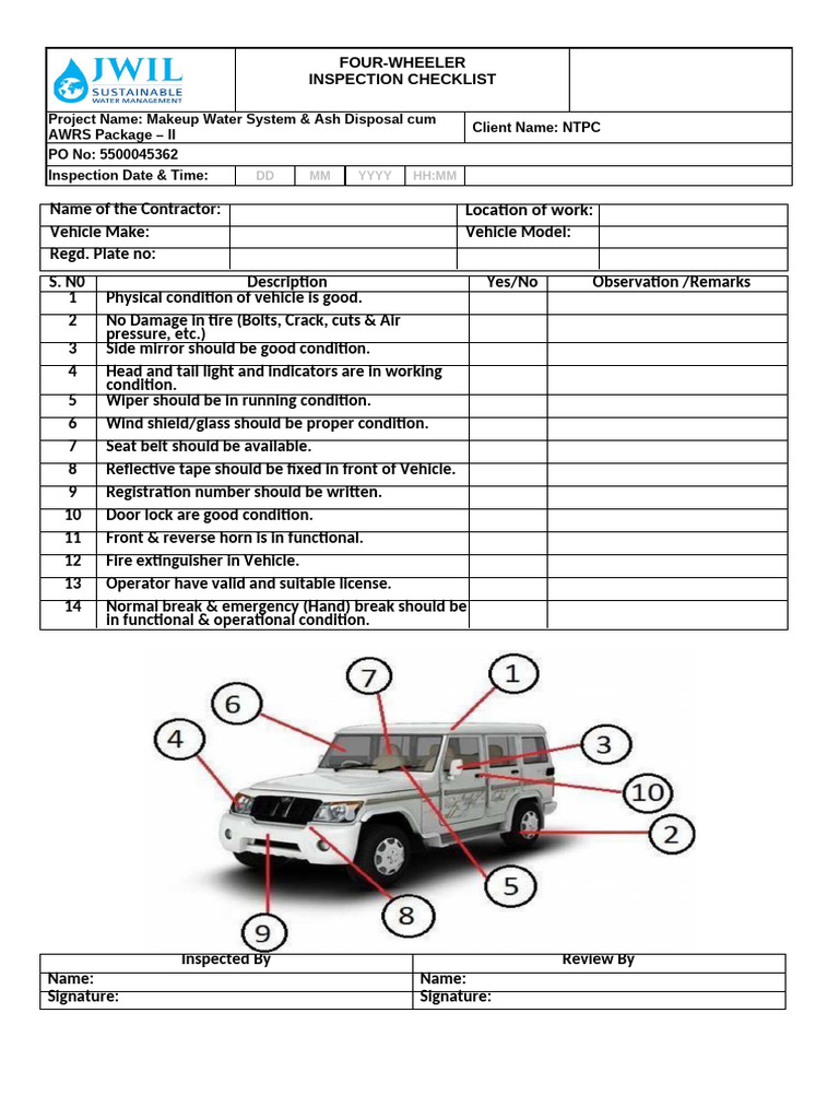 Four Wheeler Inspection Checklist | PDF