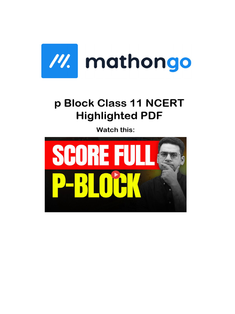 P Block Elements NCERT Highlighted Class 11 | PDF