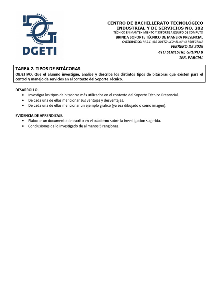 Tipos de Bitácoras en Soporte Técnico | PDF