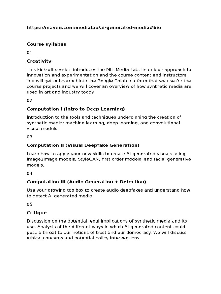 MIT - Course Syllabus | PDF