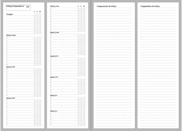 Cópia de A Better Character Sheet - BrazilPort (A4) - 3b Feitiços | PDF