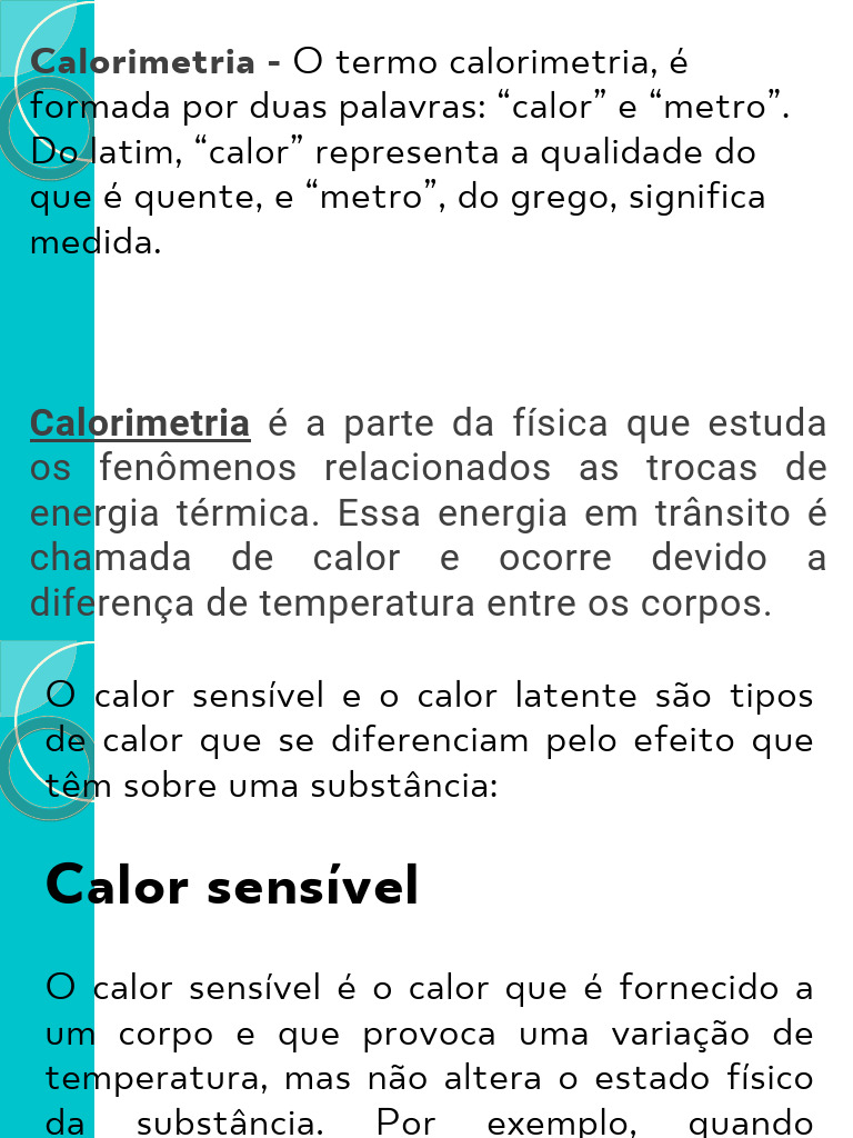 Calorimetria - Calor Latente e Senivel - PPTX - 20250226 - 142650 - 0000 | PDF