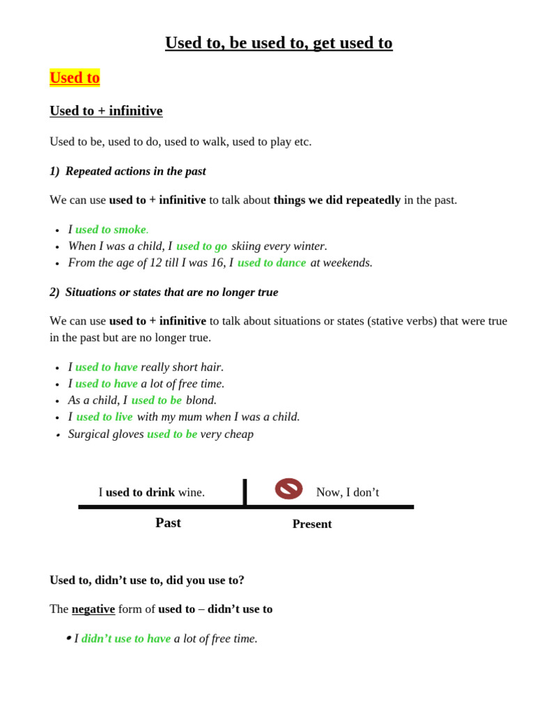 Used To, Be Used To, Get Used To | PDF | Semantic Units | Language ...