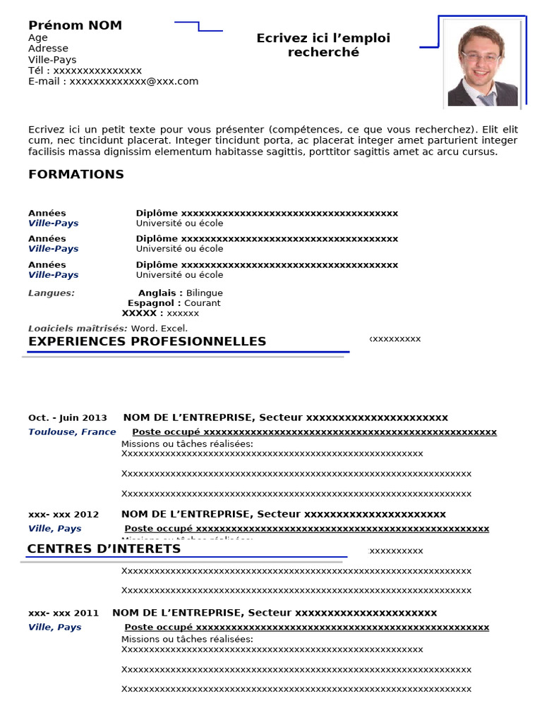 Modele CV Academique Bleu | PDF