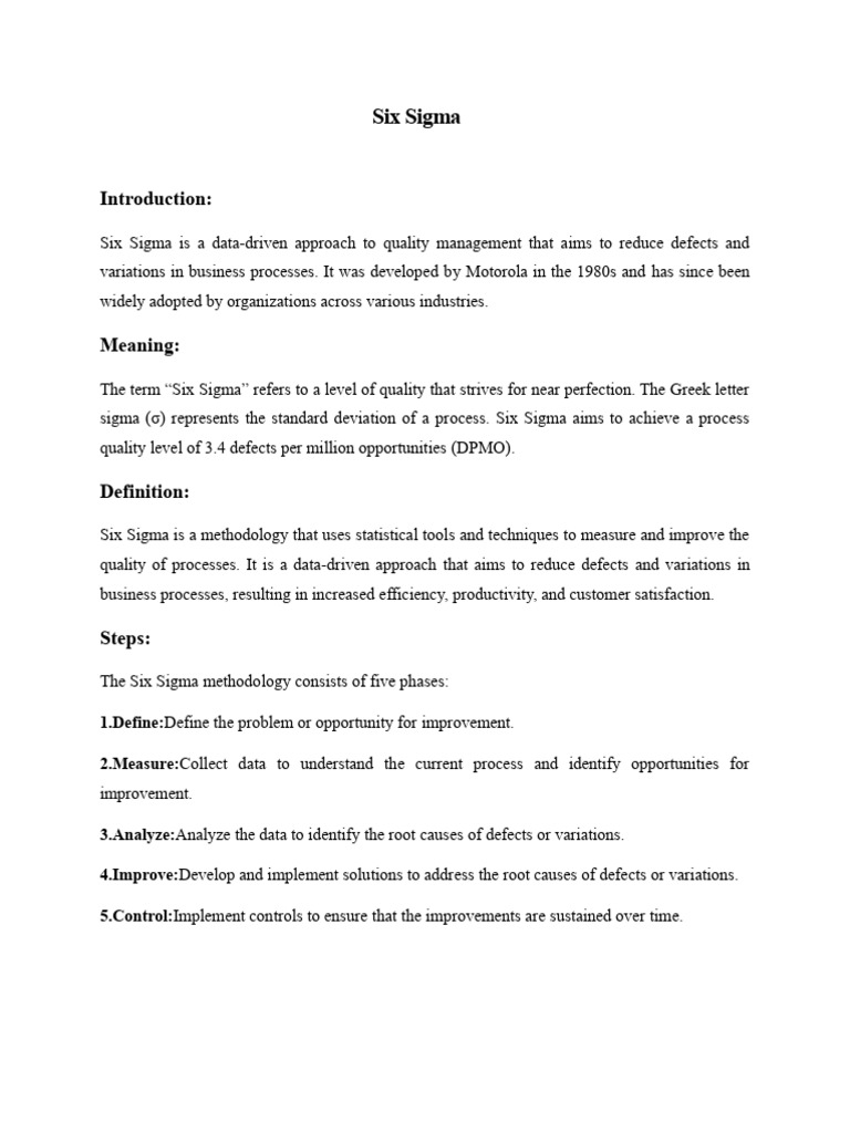 PM(Six sigma) | PDF | Six Sigma | Design For Six Sigma