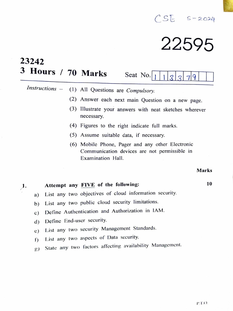 CSE SUMMER 2024 | PDF | Cloud Computing | Information Security