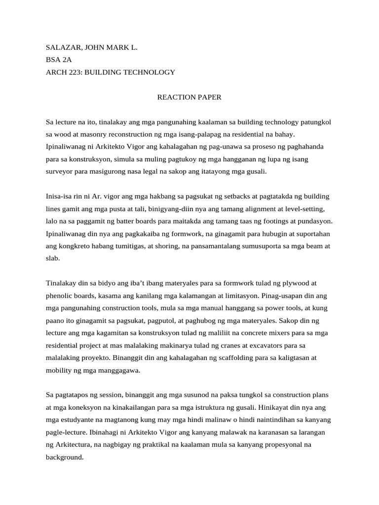 REACTION-PAPER-BT2-1 | PDF