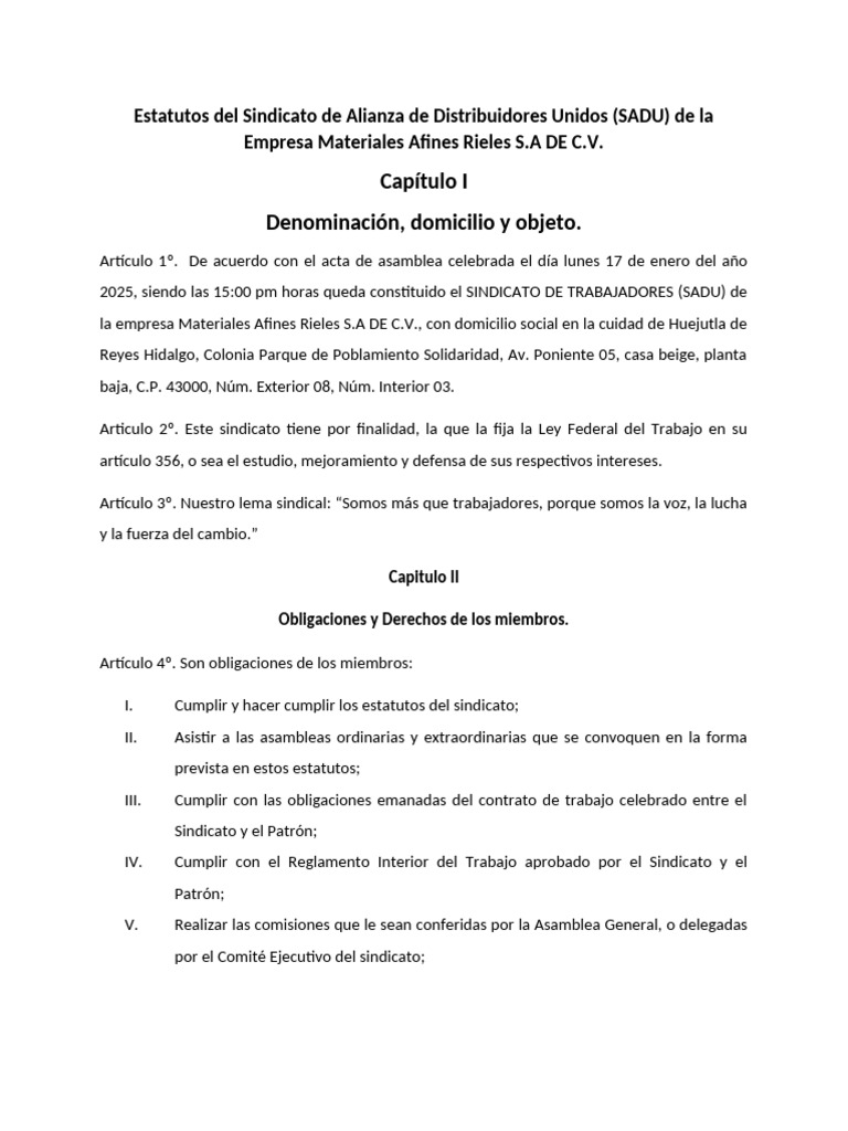 Estatutos SADU | PDF | Sindicato