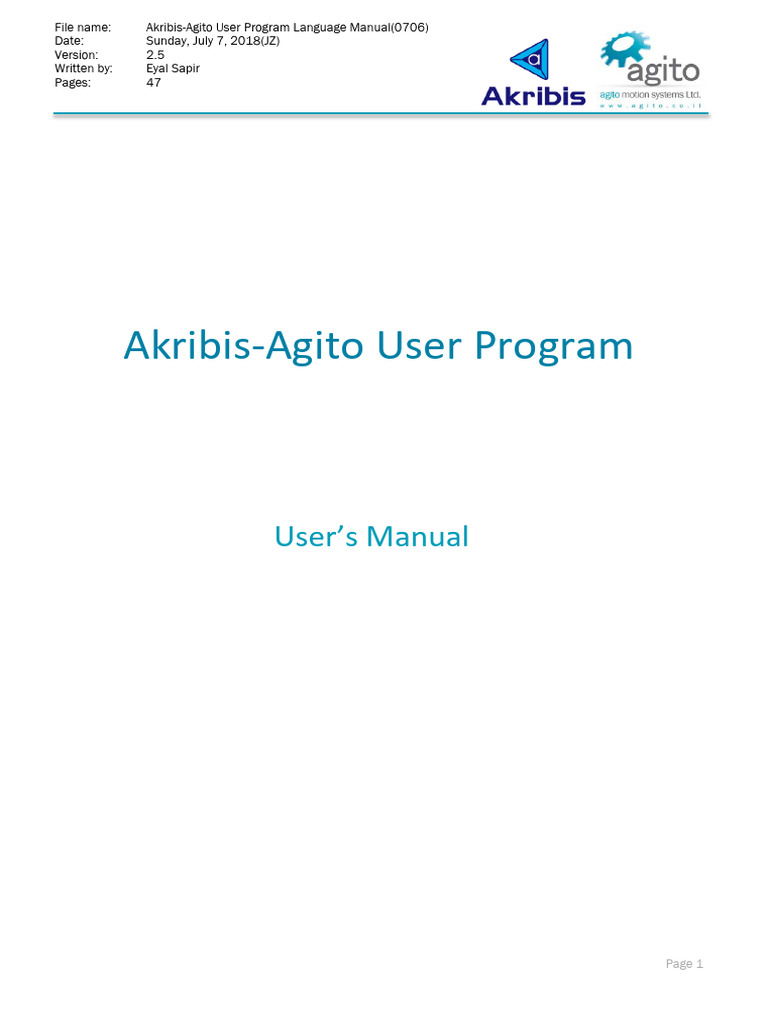 Akribis-Agito User Program Language Manual (0706) | PDF | Parameter ...