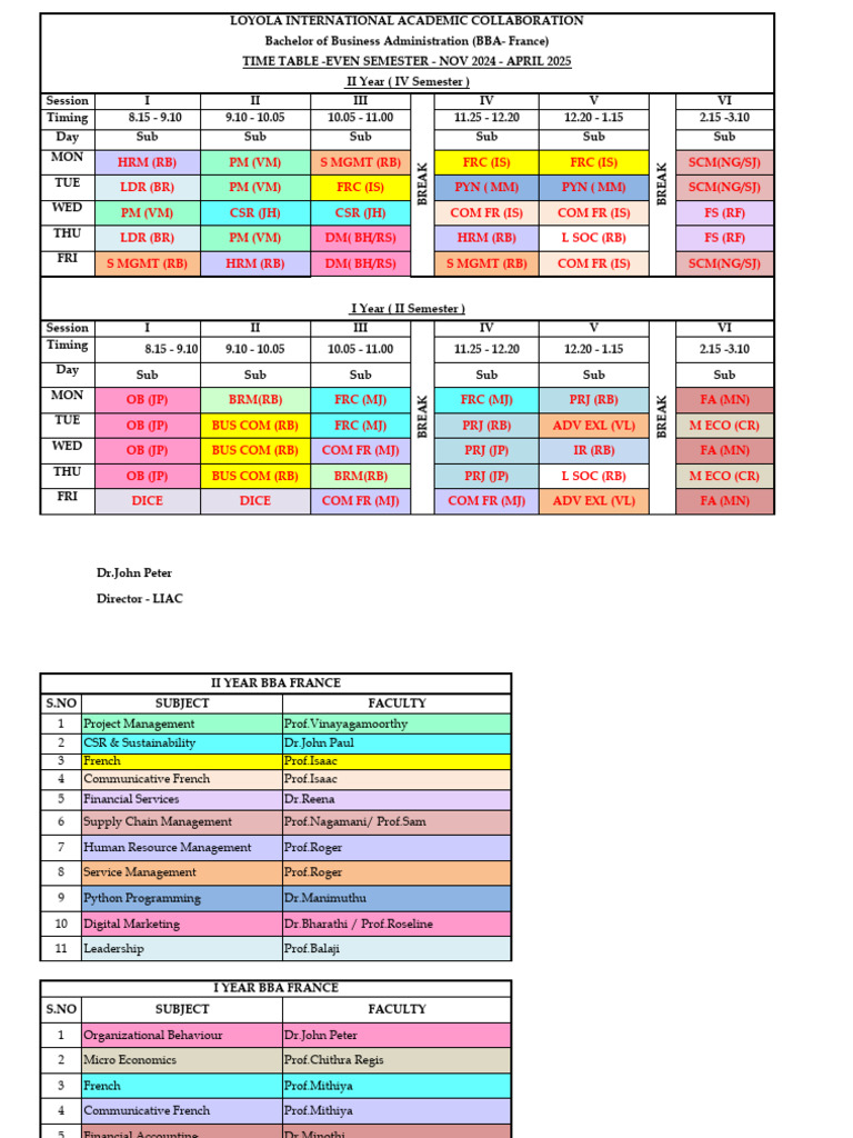 Updated Timetable Bba France | PDF | Business | Economies