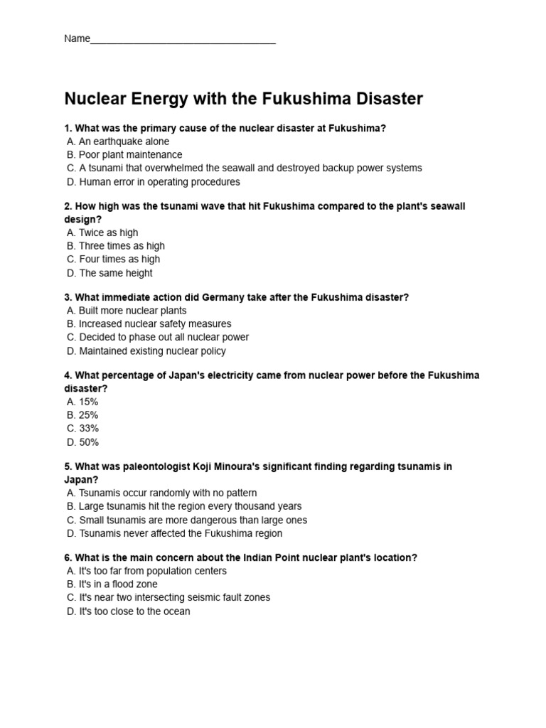 Nuclear Energy and The Fukushima Disaster | PDF | Fukushima Daiichi ...