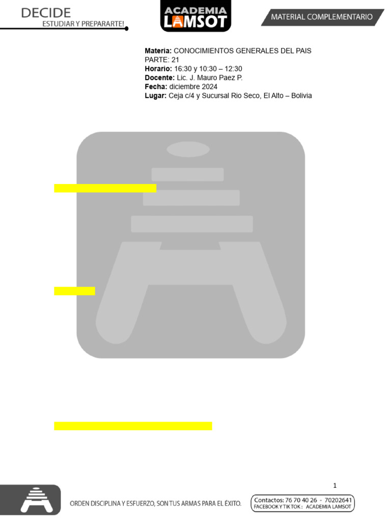 Conocimientos Generales Del Pais Parte 21 Lamsot | PDF | Gases | Bolivia