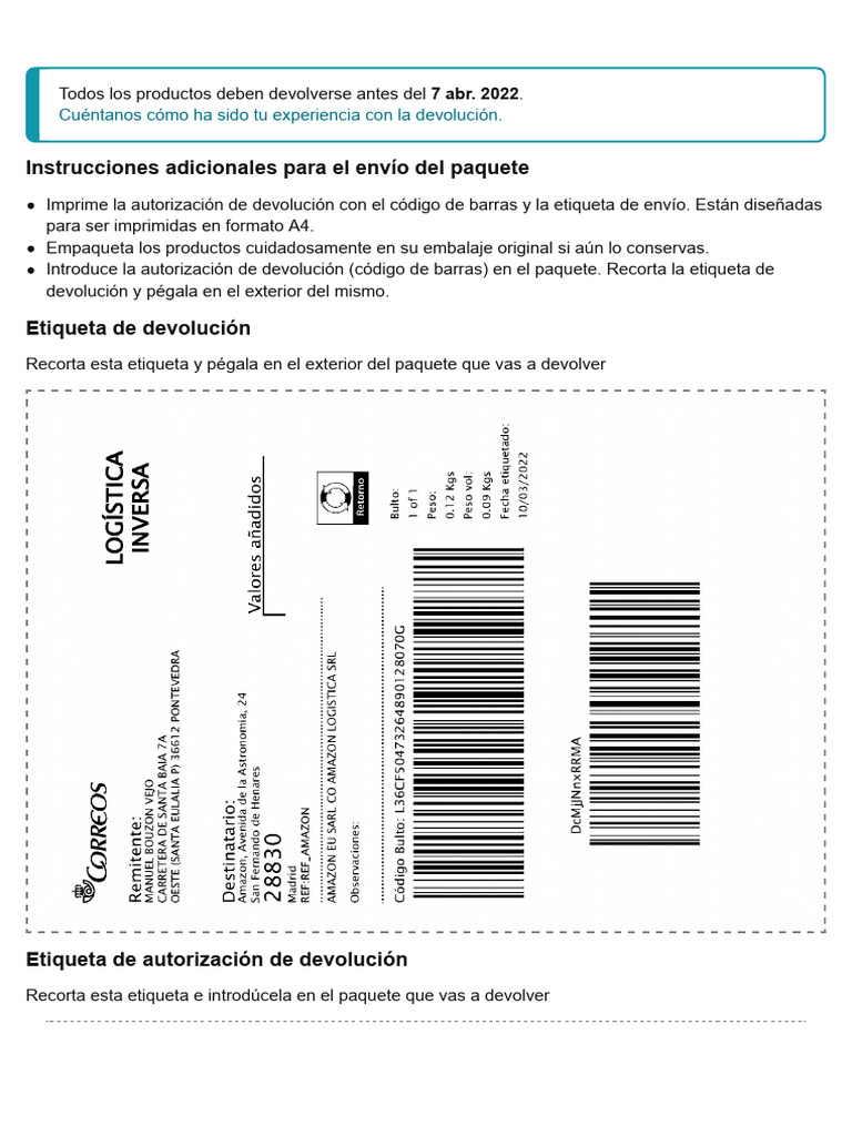 Centro de Devoluciones | PDF