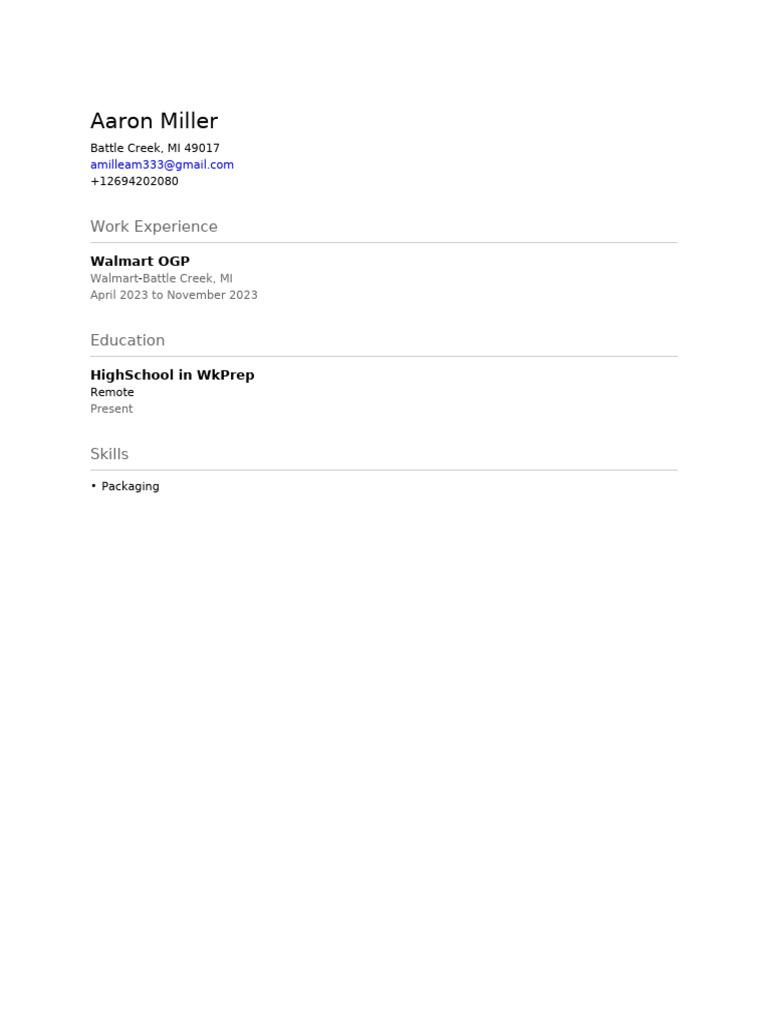 Aaron Miller's Resume and Skills | PDF