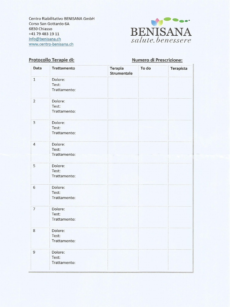 Benisana Protocollo Terapie | PDF