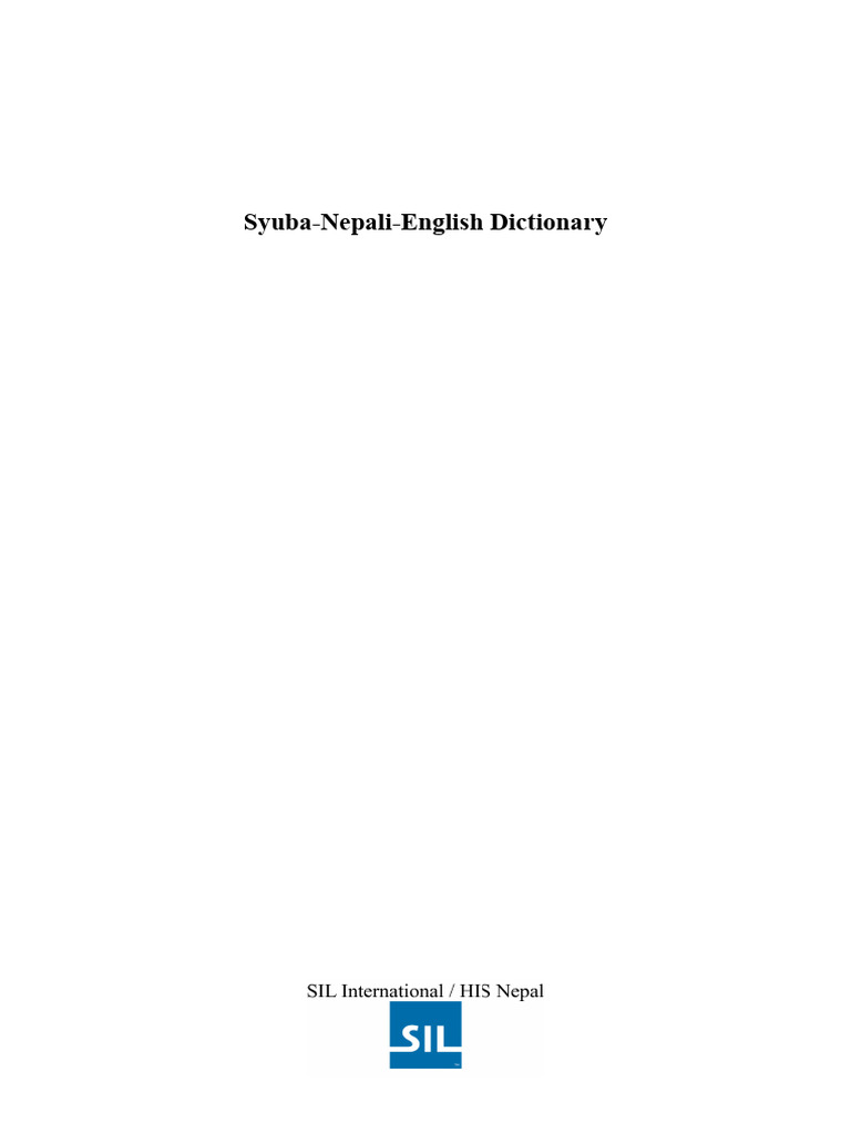 Syuba-Nepali-English Dictionary | PDF