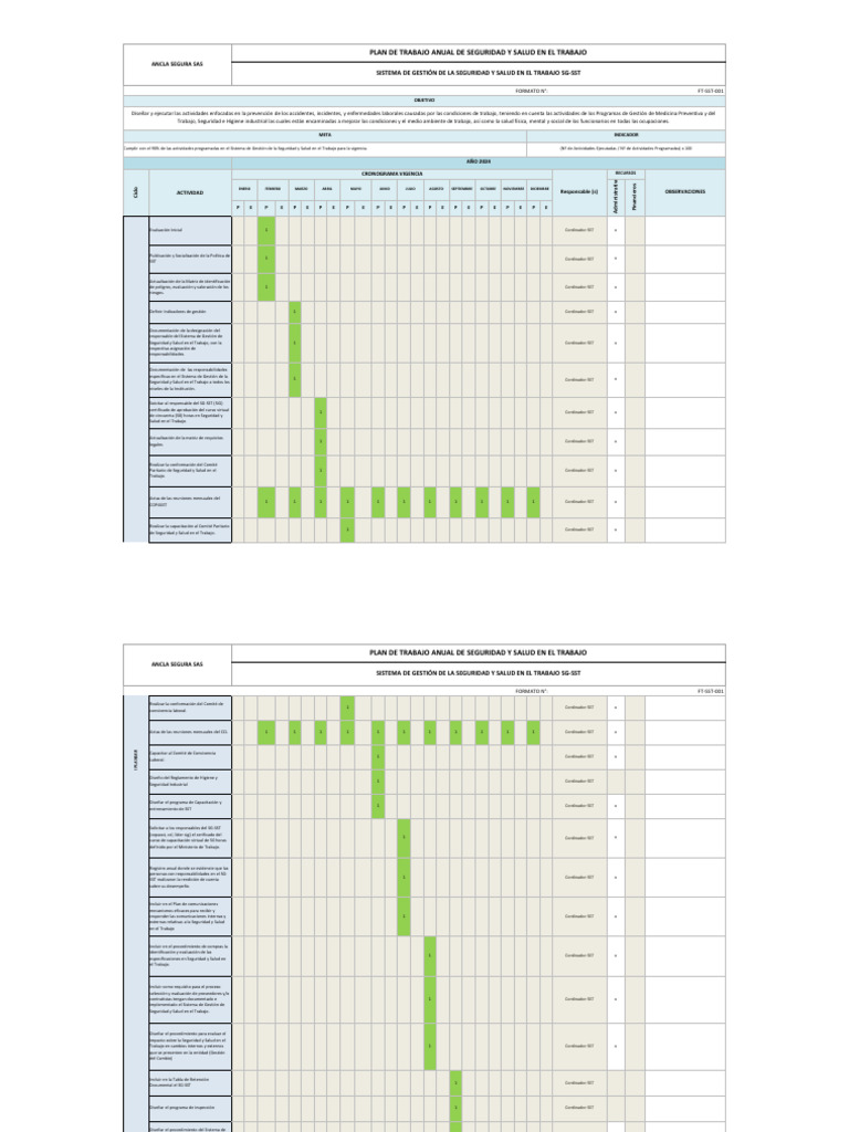 FT SST 001 Cronograma Plan Anual Trabajo. Signed | PDF | Seguridad y salud ocupacional