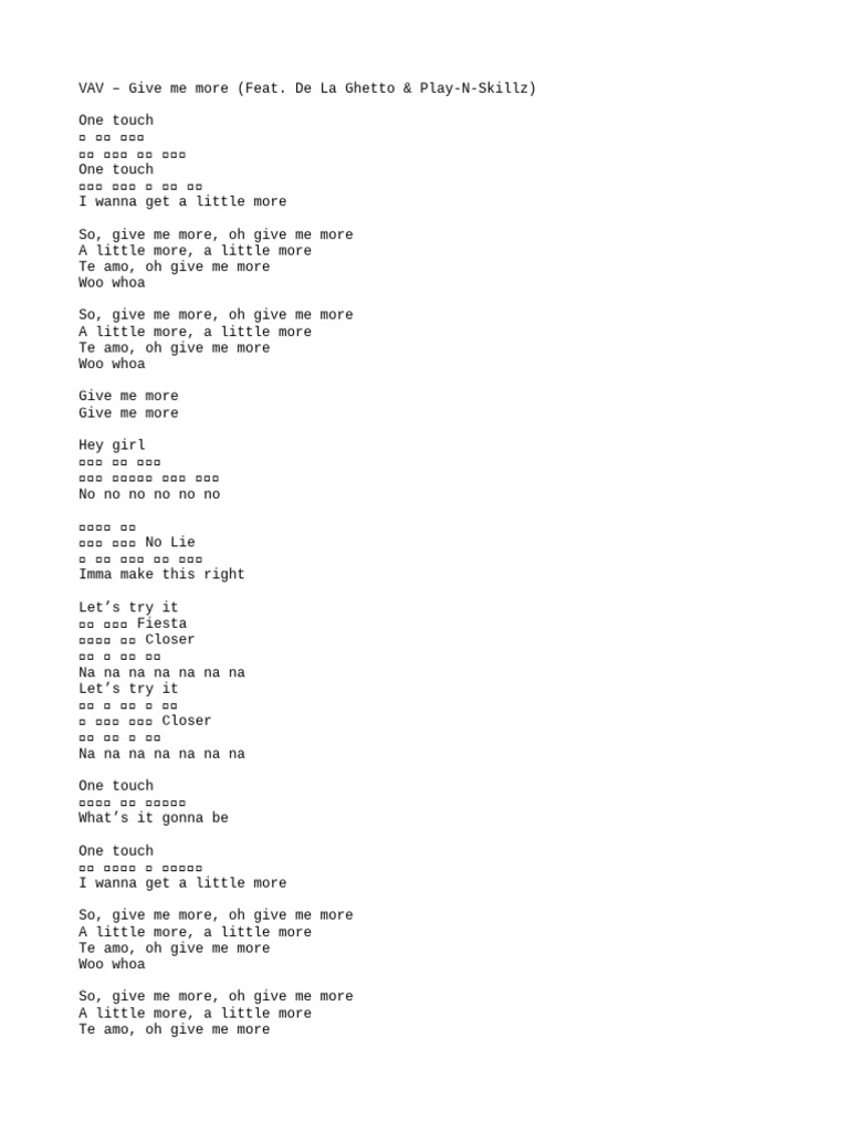 VAV - Give Me More | PDF