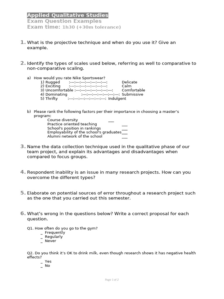 Exam - Example Questions | PDF