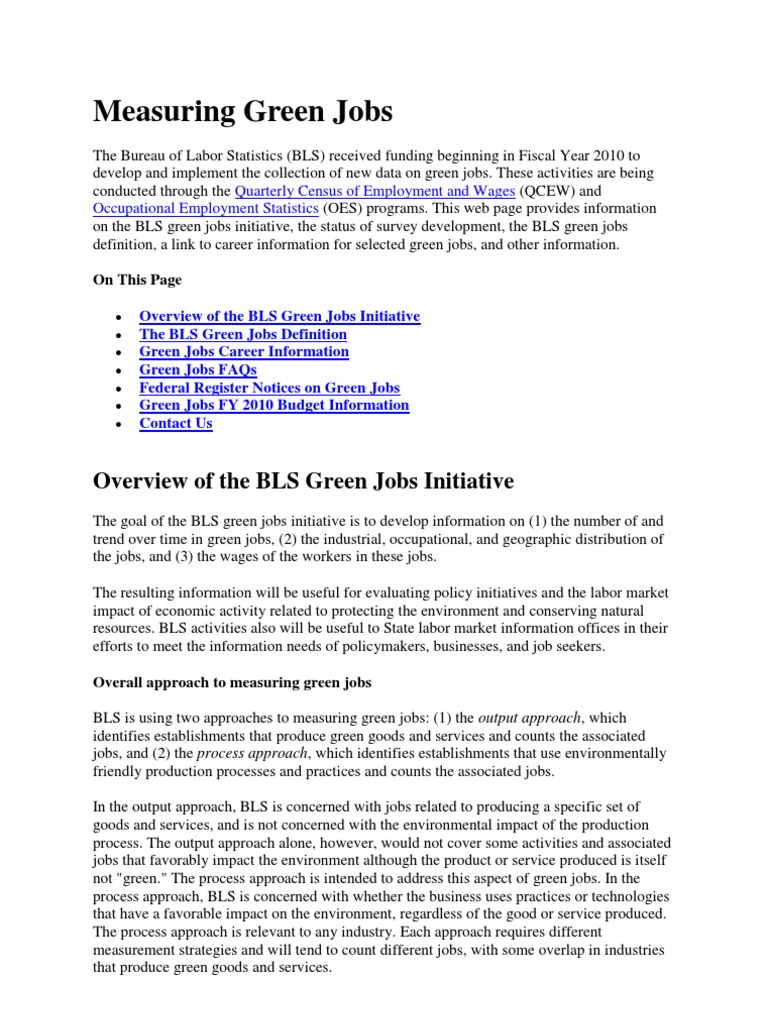 Measuring Green Jobs | PDF | Green Job | Employment
