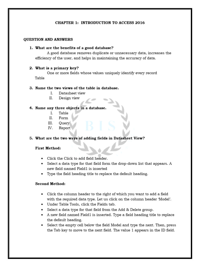 CHAPTER 1 Question and answer | PDF