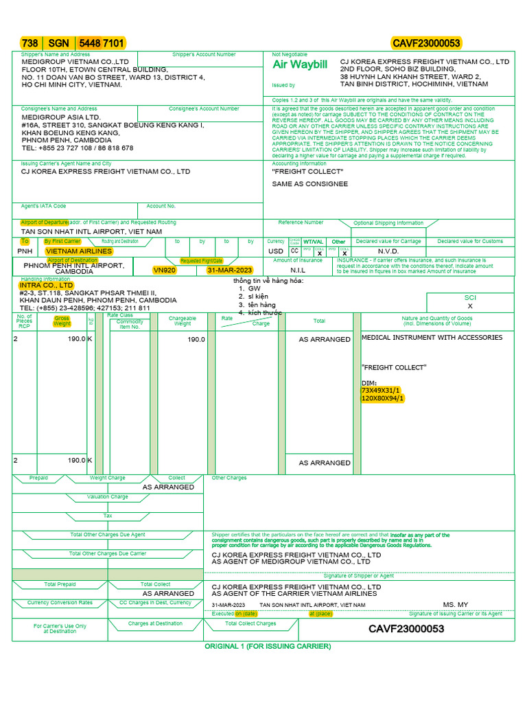 Final Hawb - Cavf23000053 | PDF | Vietnam