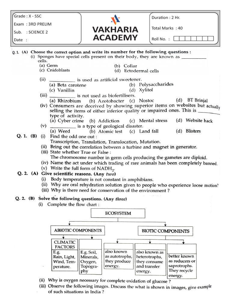 Science 2 - Qustion Paper | PDF