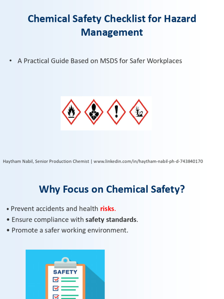 CHEMICAL SAFETY CHECKLIST FOR HAZARDS MANAGEMENT | PDF
