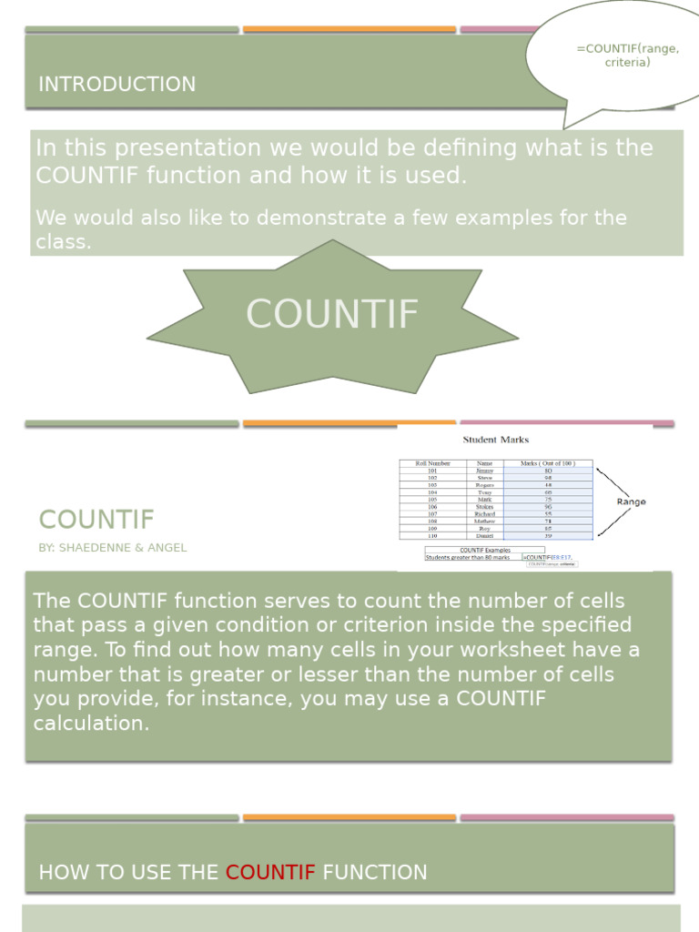 Understanding the COUNTIF Function | PDF