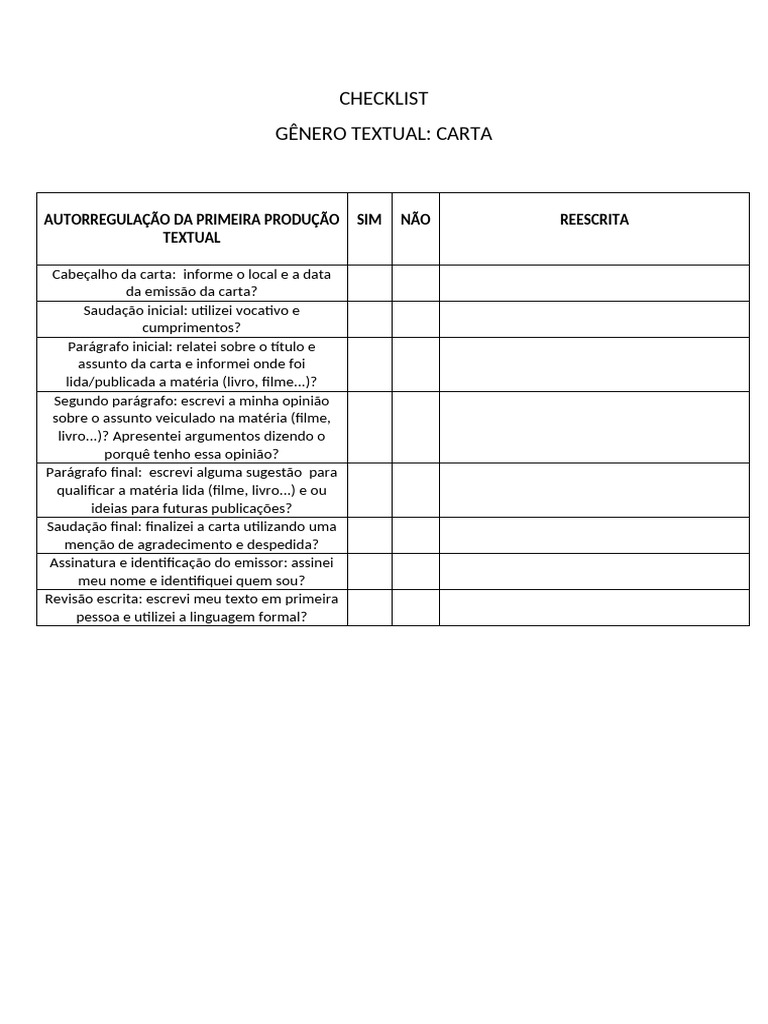 Checklist para Produção de Carta Formal | PDF