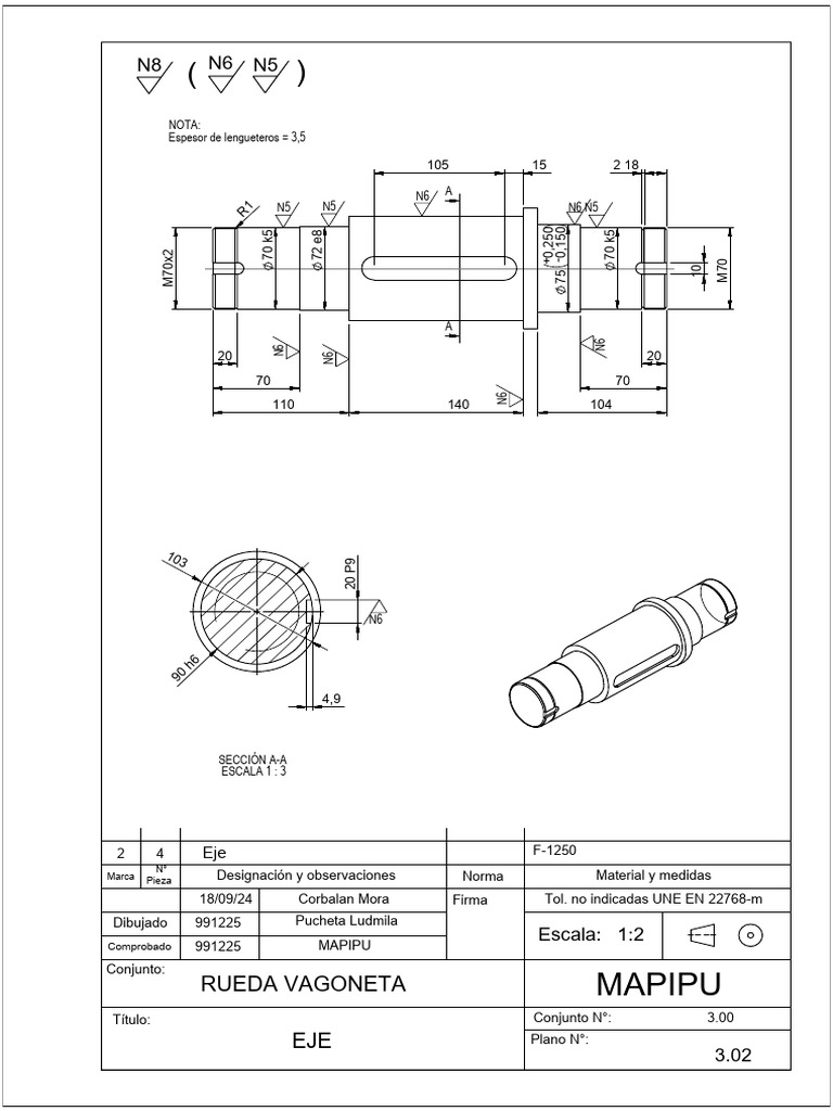 Plano Eje Rueda Vagoneta | PDF